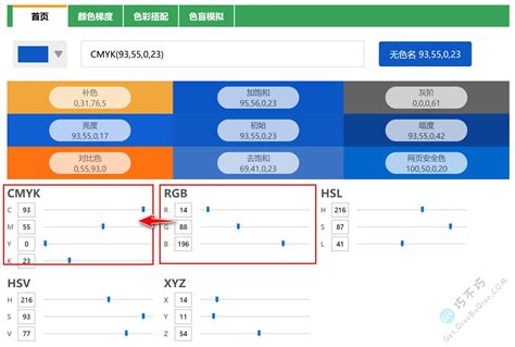 超级调色板CMYKRGBHSLHSV颜色查询与相互转换在线工具 Get巧不巧