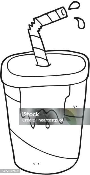 Freehand Drawn Black And White Cartoon Soda向量圖形及更多不健康飲食圖片 不健康飲食 傳統