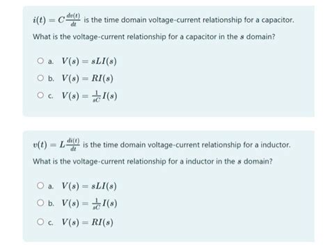 solved i t cdtdv t is the time domain voltage current