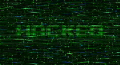 Abstract Technology Binary Code Green Background With Title Hacked