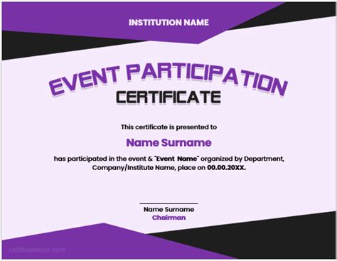 Event Participation Certificate Templates Download And Edit