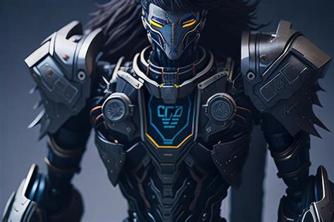 Premium Ai Image Robot Woman Body With Technological Armor Generative Ai