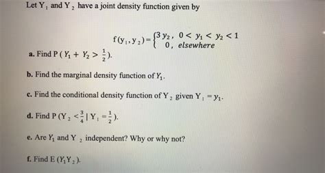 Solved Let Y And Y Have A Joint Density Function Given By Chegg Com