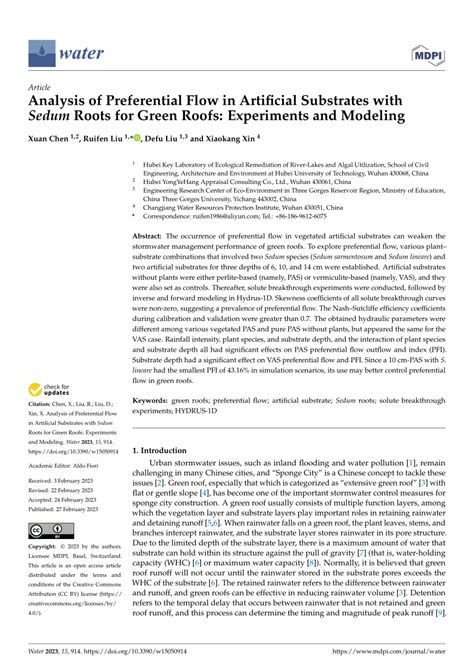 Pdf Analysis Of Preferential Flow In Artificial Substrates With Sedum Roots For Green Roofs