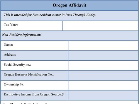 Oregon Affidavit Form Editable Pdf Forms