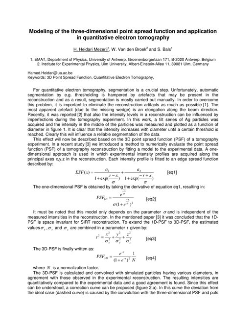 Pdf Modeling Of The Three Dimensional Point Spread Function And