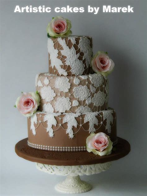 Wedding Cake Lace Decorated Cake By Marek Cakesdecor
