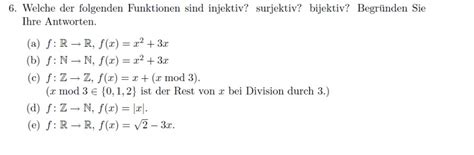 Welche Der Funktionen Sind Injektiv Surjektiv Bijektiv Bsp F Z
