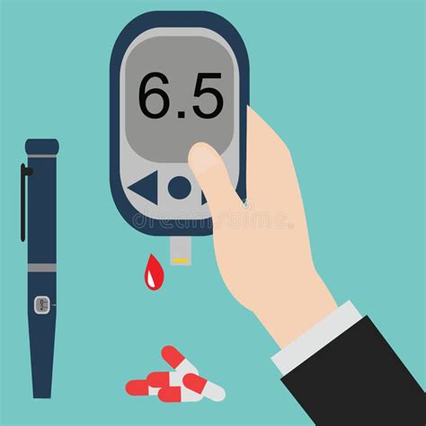 Diabetespictogram En Vector De Meter Van De De Holdingsglucose Van