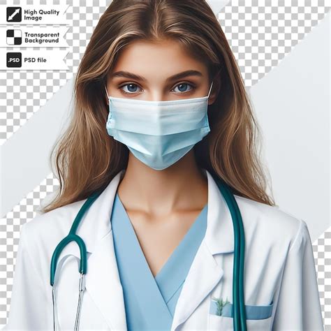 Premium Psd A Woman Wearing A White Lab Coat With A Stethoscope On It