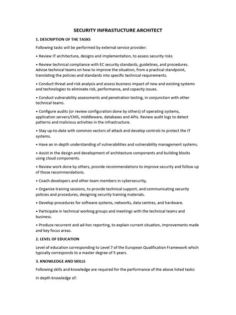 Cybersecurity Infrastructure Architect Role Pdf Computer Security
