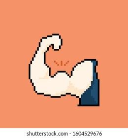 Biceps Muscle Icon Pixel Art Vector Stock Vector Royalty Free