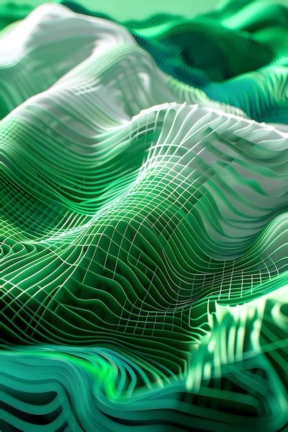 Premium Photo 3d Lines In The Form Of A Gradient Green Graph