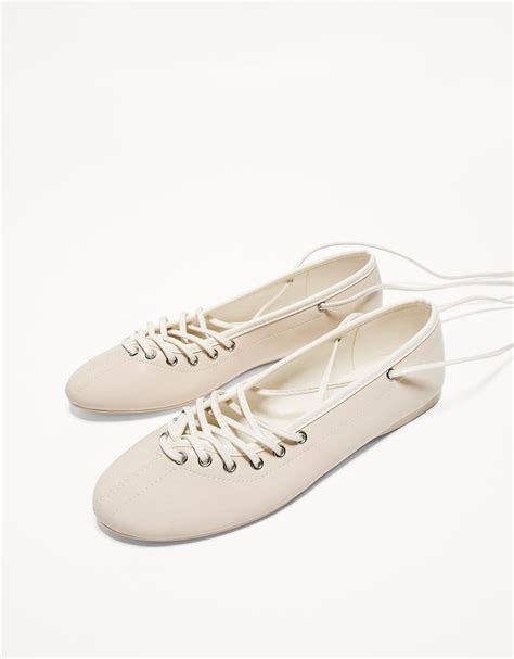 Lace Up Ballet Flats Women Bershka
