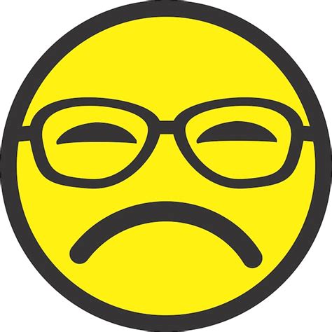 Premium Vector A Yellow Sign With A Sad Face And Glasses