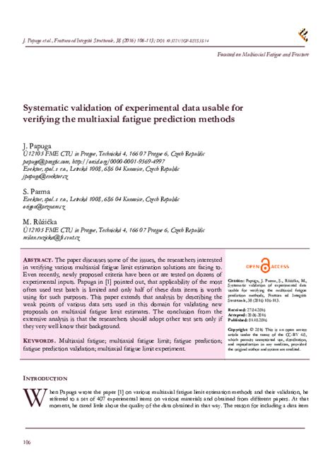 Pdf Systematic Validation Of Experimental Data Usable For Verifying The Multiaxial Fatigue