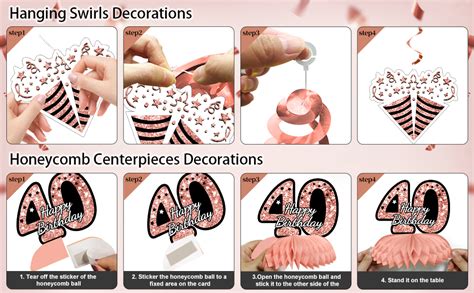 Turypaty 34pcs 40th Birthday Decorations Kit For Women