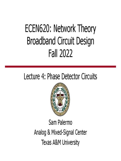 Lecture04 Ee620 Phase Detectors Pdf Detector Radio Electricity