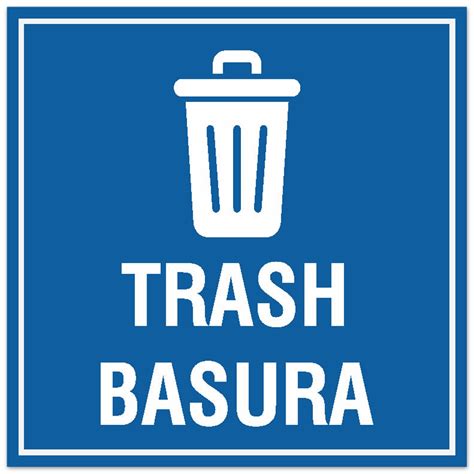 Signs Bylita Square Trash Basura Sign Easy Installation Durable