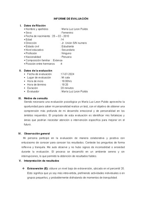Informe Epq J S17 Guia Para Ayuda Informe De EvaluaciÓn I Datos De