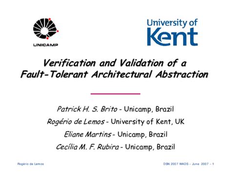 Pdf Verification And Validation Of A Fault Tolerant Architectural Abstraction