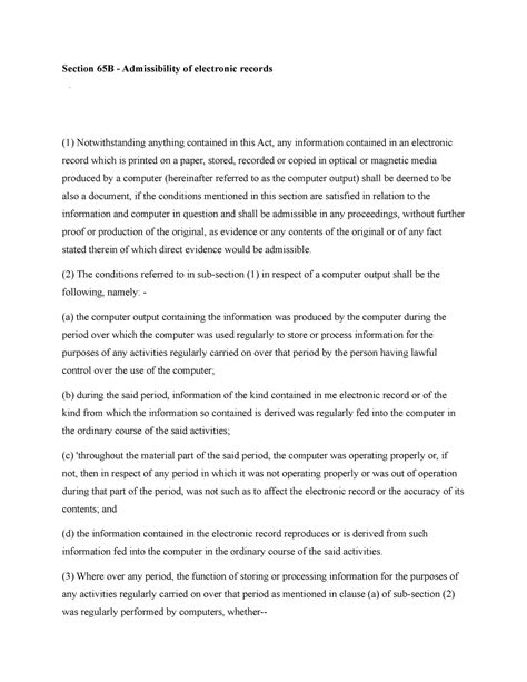 Iea Project Section 65b Admissibility Of Electronic Records 1