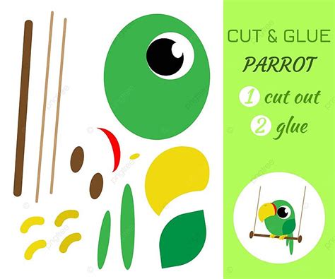 Parrot Cut And Paste An Educational Paper Game For Preschoolers Vector