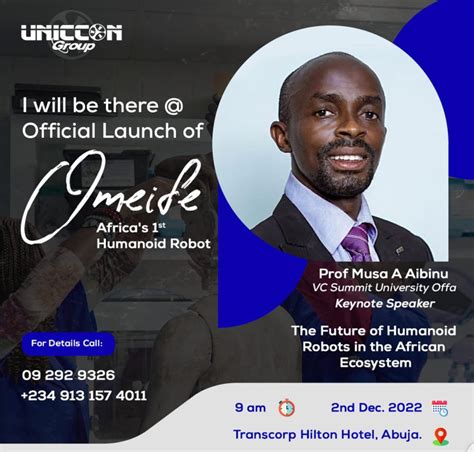 Africas First Humanoid Robot “omeife” Set To Be Officially Unveiled In