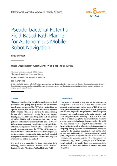 pdf pseudo bacterial potential field based path planner for