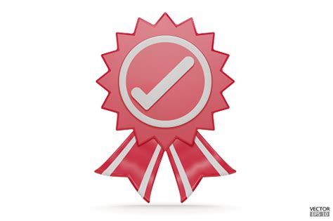3d 품질은 별과 리본으로 메달을 보장합니다 흰색 배경에 격리된 리본이 있는 빨간색 배지 보증 아이콘입니다 현실적인 그래픽 인증서 배지 아이콘 수상 배지 3d 벡터