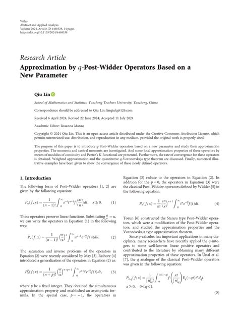 Pdf Approximation By Q Post Widder Operators Based On A New Parameter