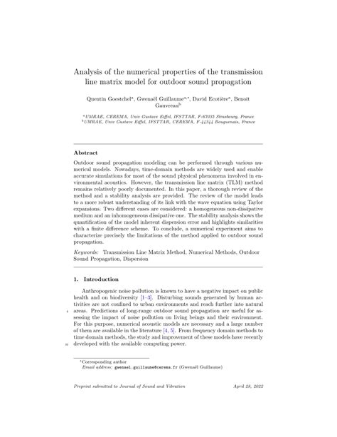 Pdf Analysis Of The Numerical Properties Of The Transmission Line Matrix Model For Outdoor
