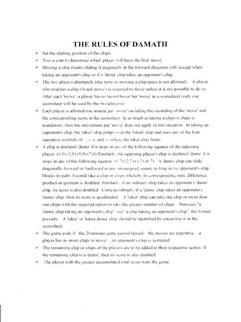 Rules Of Damath 1 Pdf