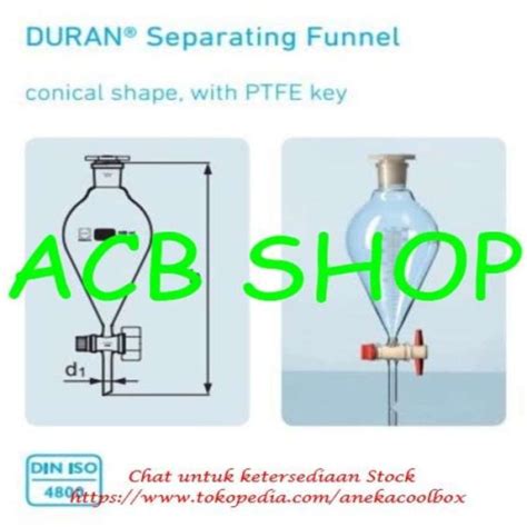 Promo Separating Funnel Conical Ptfe Key 500ml 21013441 Duran Acbshop