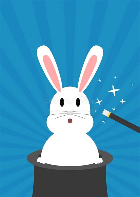 Lapin Blanc Dans Un Chapeau De Magie Noire Illustration De Vecteur