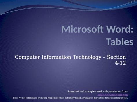 PPTX Microsoft Word Tables DOKUMEN TIPS