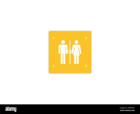 A Unisex Restroom Sign With Male And Female Symbols On A Yellow