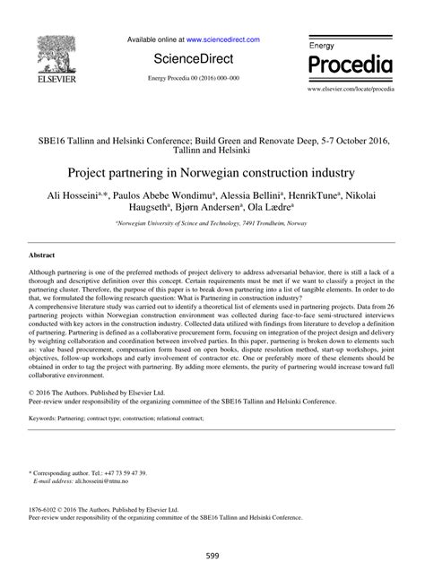 Pdf Project Partnering In Norwegian Construction Industry