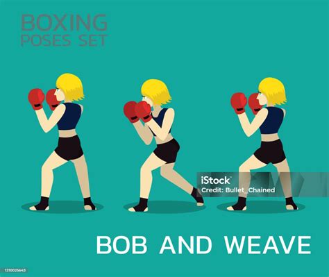 Bob Dan Tenun Manga Tinju Pose Set Wanita Kartun Vektor Ilustrasi Ilustrasi Stok Unduh Gambar
