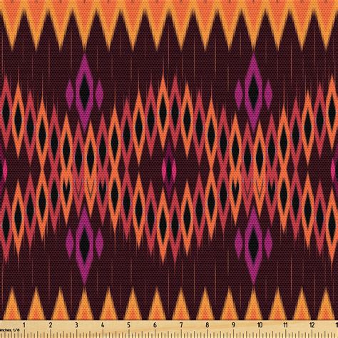 Ambesonne Aztec Fabric By The Yard Upholstery Rhombus Vintage Colorful