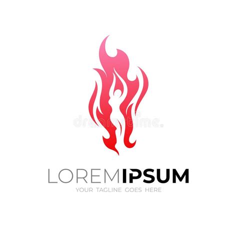 Girl Logo With Fire Design Vector Hot Body Stock Vector Illustration