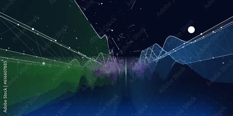 Abstract Background White Grid In Color Graph With Dots And Lines On Dark Big Data Technology