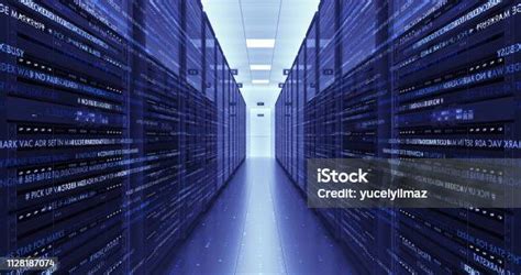 현대 서버 룸 환경입니다 컴퓨터 랙 주위입니다 미래 데이터 센터입니다 서버실에 대한 스톡 사진 및 기타 이미지 서버실 0명 3차원 형태 Istock