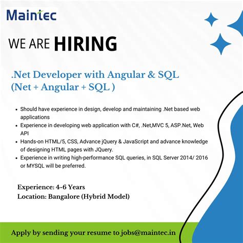 Maintec Technologies India On Linkedin Dotnetjobs Dotnetdeveloper Dotnetdevelopment Maintec