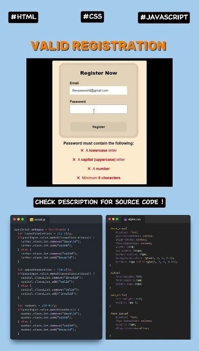 Password Validation Using Html Css Javascript Coding Programming Youtube
