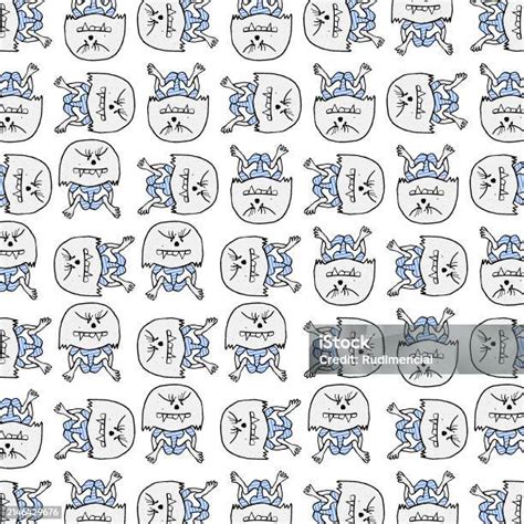 Female Monster Sketchy Drawing Motif Pattern Stock Illustration