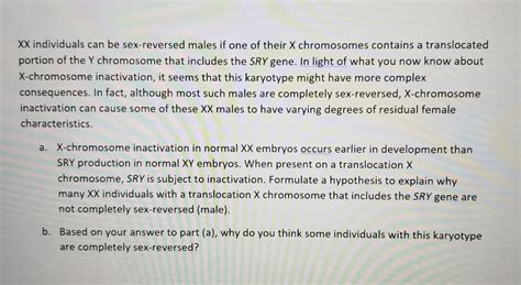 Answered Xx Individuals Can Be Sex Reversed Bartleby