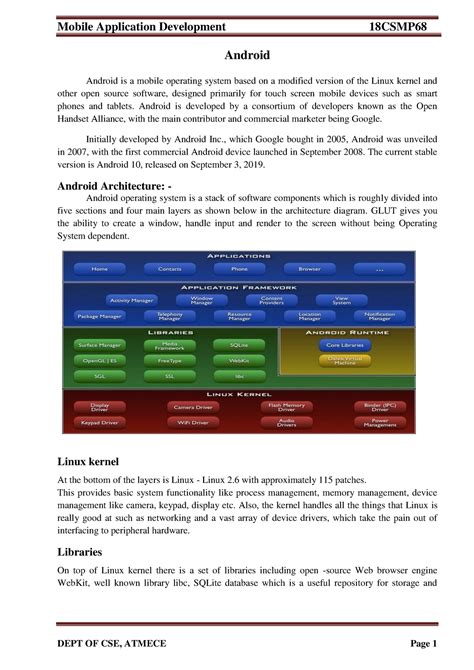 mobile application development lab 18csmp68 android android is a