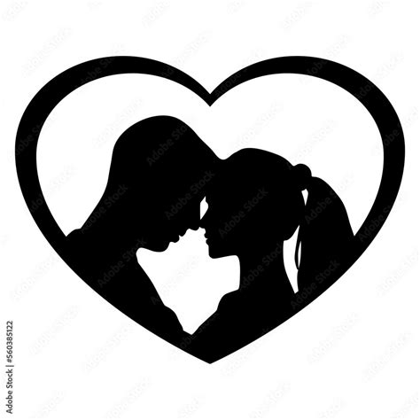Logo Del Día De San Valentín Silueta De Corazón Con Cabezas De Hombre