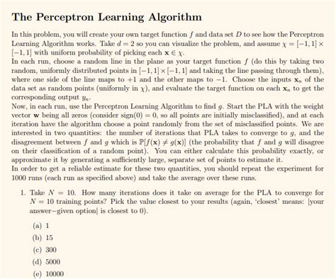 The Perceptron Learning Algorithm In This Problem